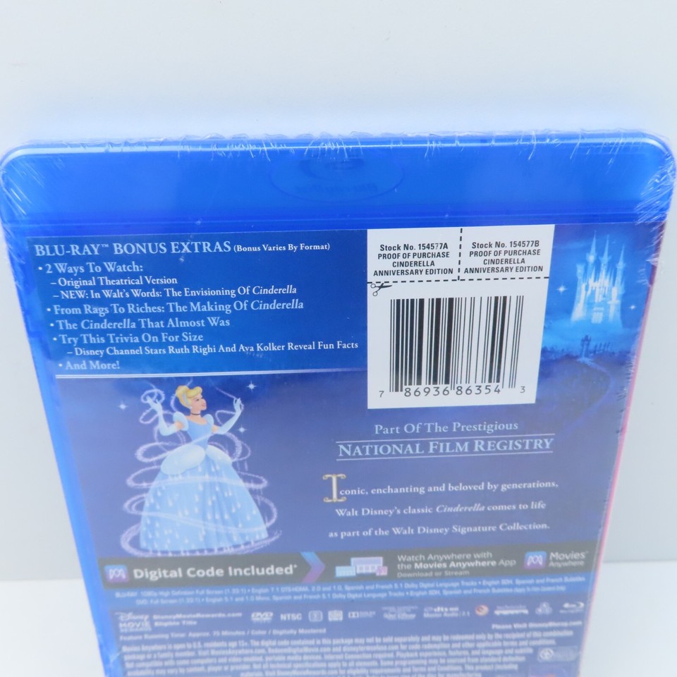 Cinderella Anniversary Edition Blu-Ray DVD Digital Code New ...