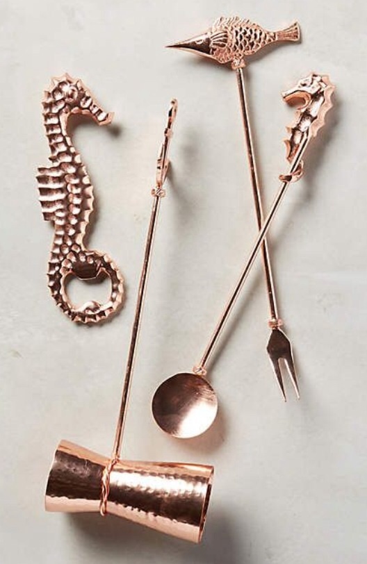 Anthropologie SHIPWRIGHT BAR FISH FORK Hand Made Brass Tools 8" Copper ...