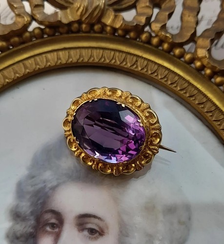 Antique 15ct Gold Amethyst Brooch Pin | eBay UK