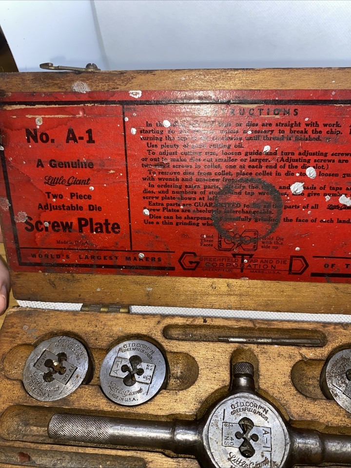 Vintage Tap And Die Set Wooden Case Machinist Tool Greenfield Tap And ...