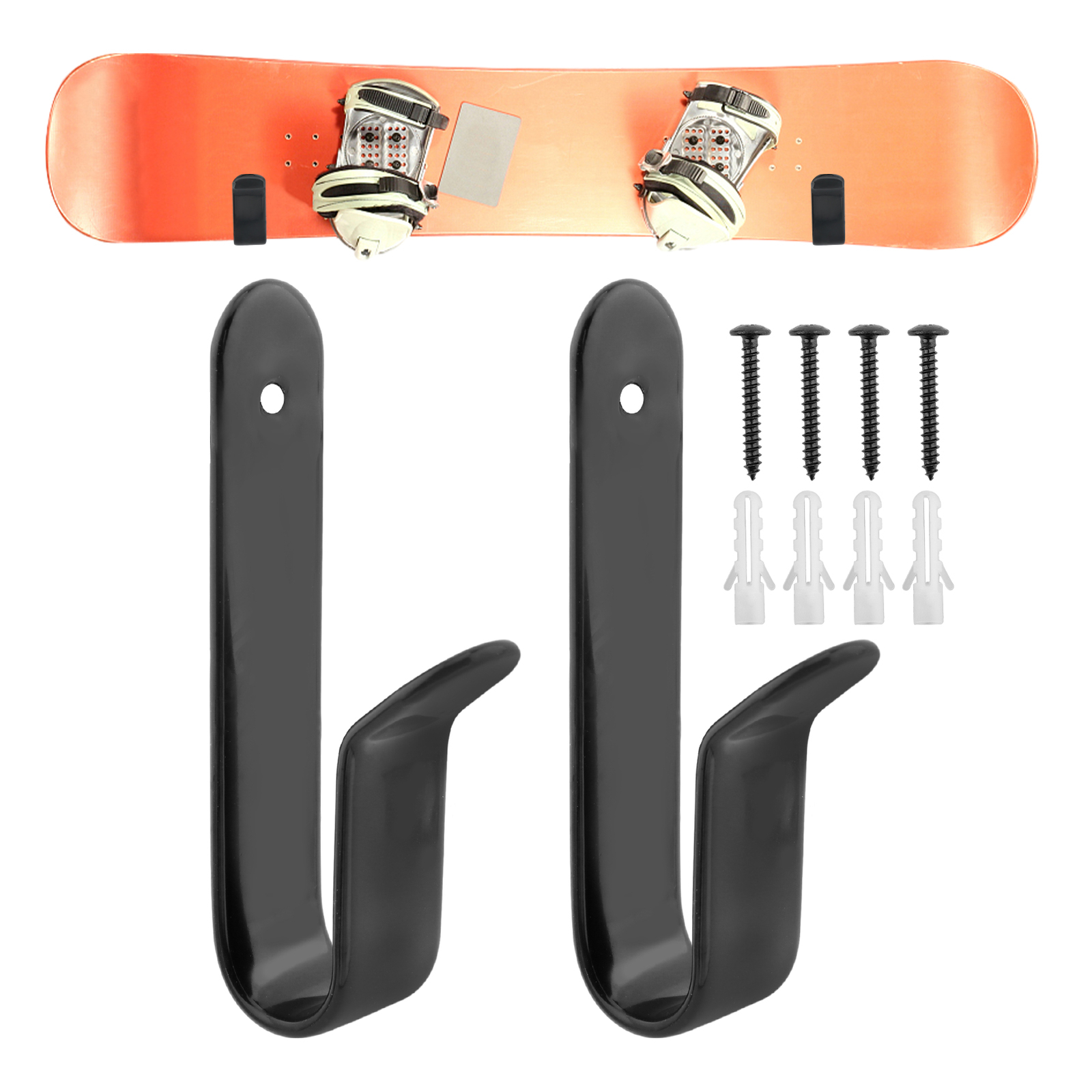 2pcs Black Wall Mount Snowboard Rack Display Stand Clips Garage Storage ...