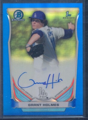 2015 Bowman Chrome Draft Grant Holmes Blue Refractor Auto Autograph ...