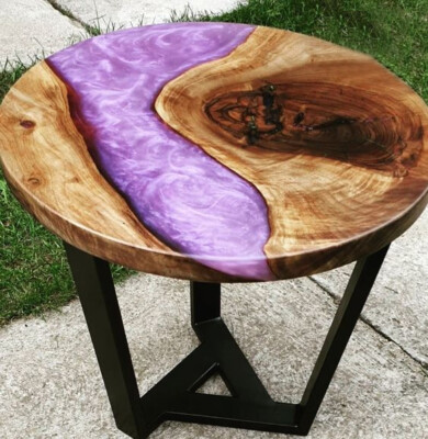 Purple Epoxy Resin Coffee Table Top, Epoxy Resin Console Side Table Top ...