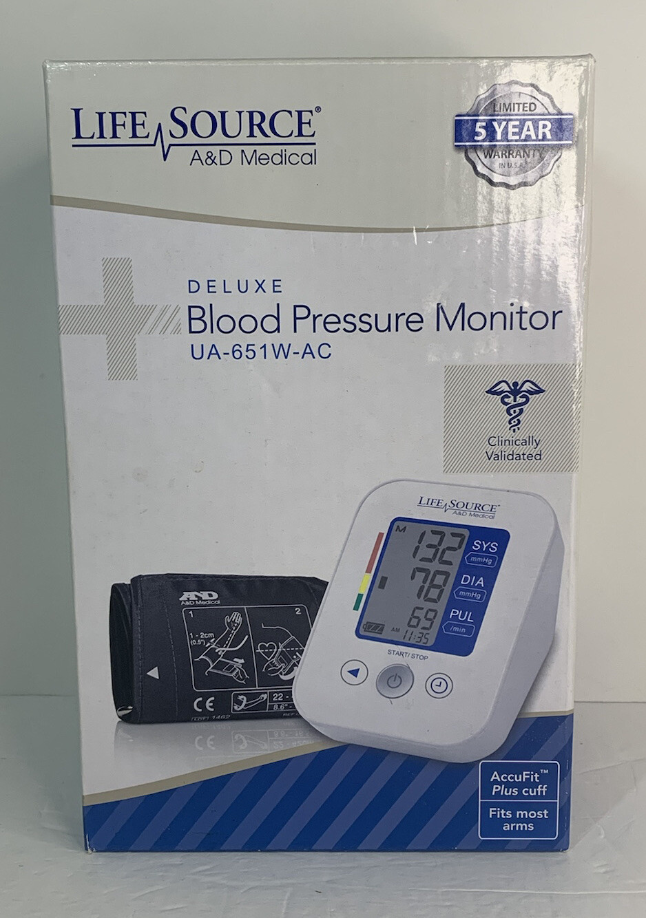Life Source UA-651W-AC Deluxe Blood Pressure Monitor AccuFit Plus Cuff ...