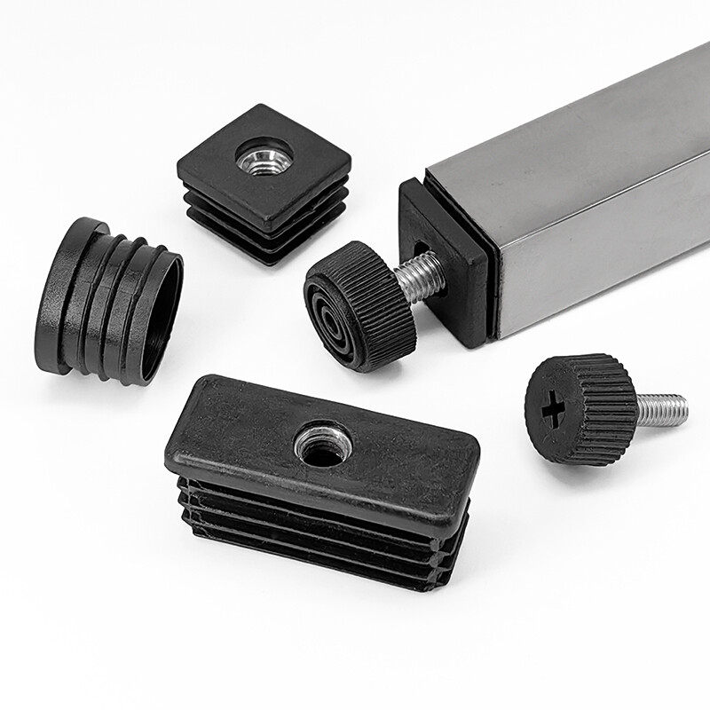 Round/Square Plastic Tube End Caps Insert Bungs Nuts Plug Adjustable ...