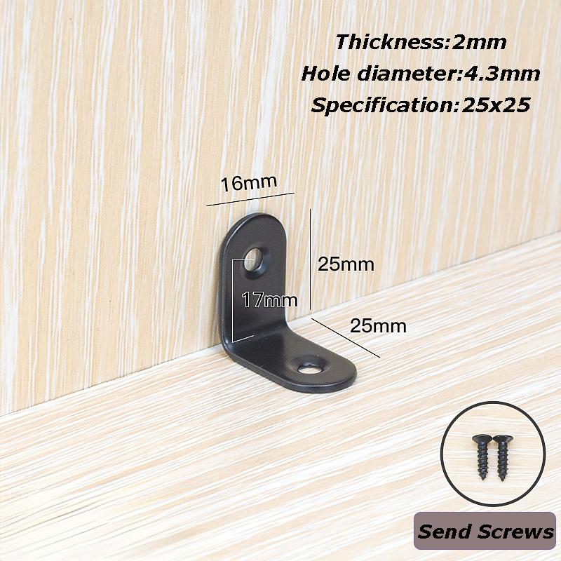 90 Degree Right Angle Brackets Black Stainless Steel Corner Braces with ...