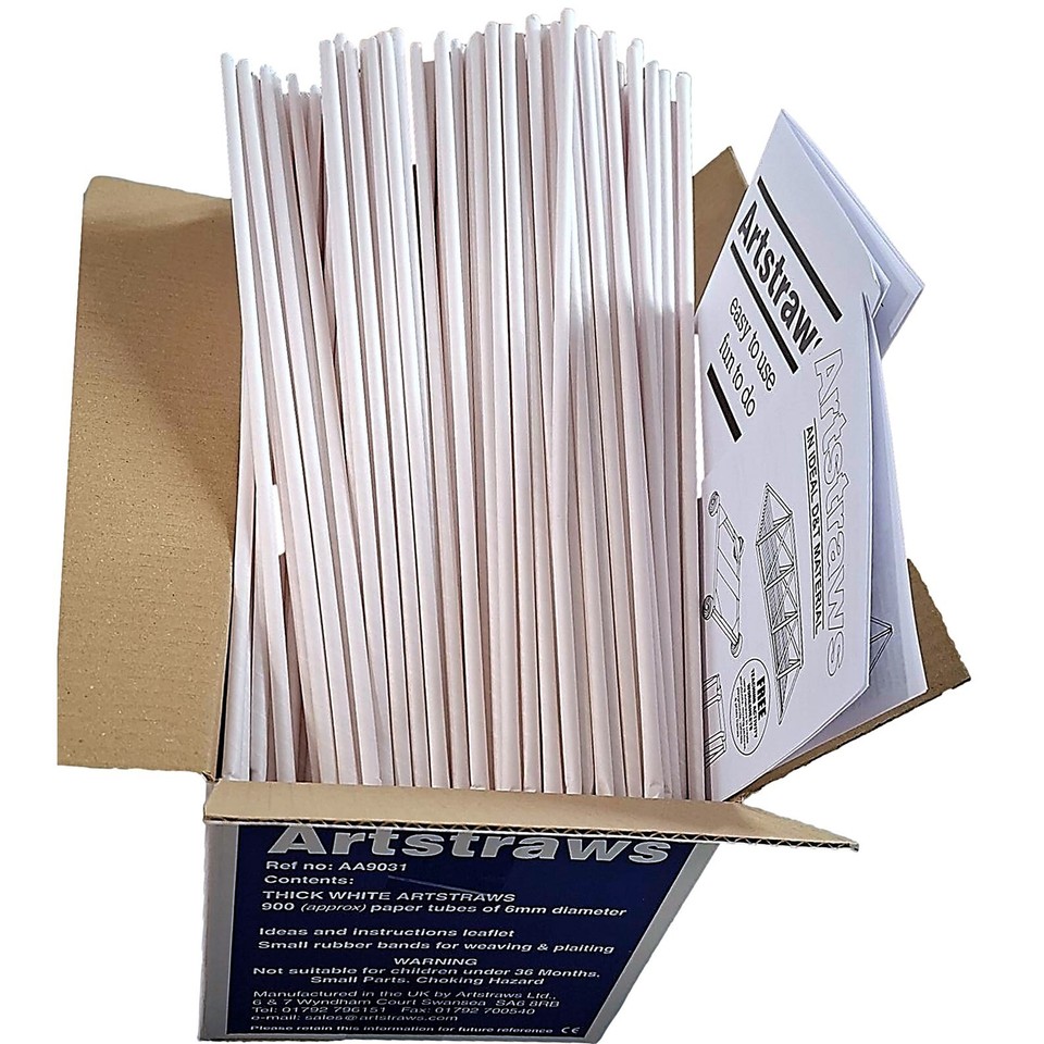 Artstraws Long Jumbo Paper Straws 6mm White Pack Size 900 Art Straws ...