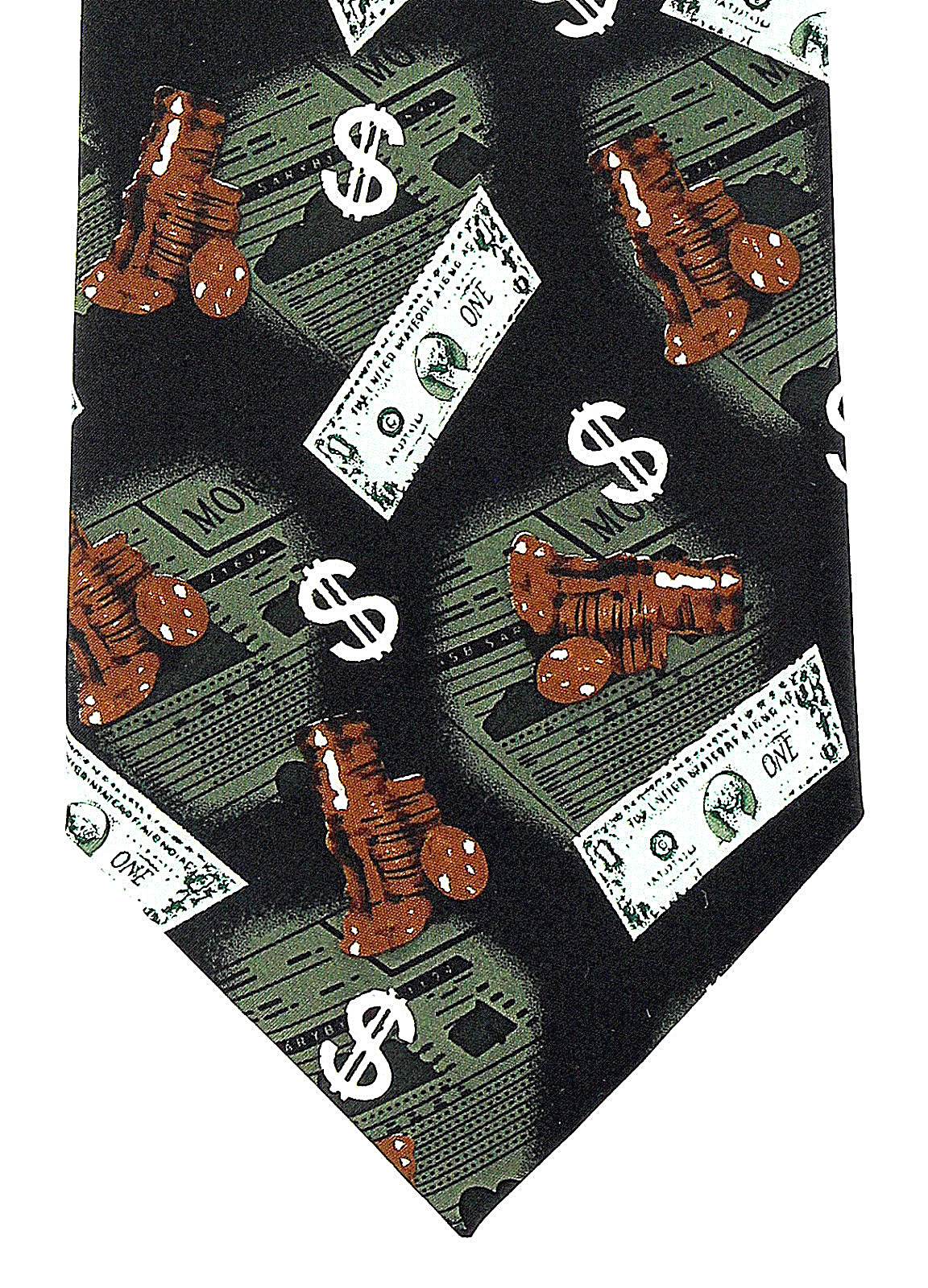 Banking Men's Necktie Money Coins Dollar Bill Investor Banker Black ...