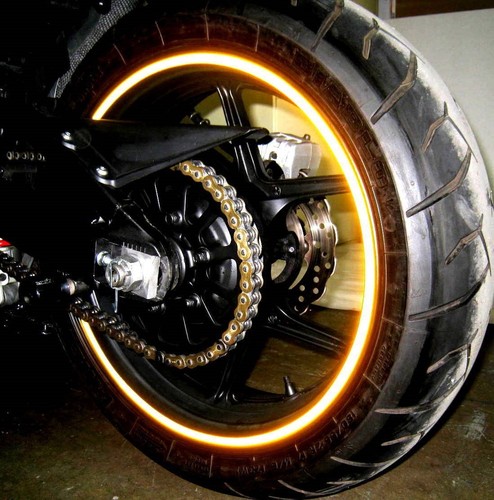 Reflective Golden Yellow Wheel Decals Vinyl Stickers Stripes Motorcycle ...