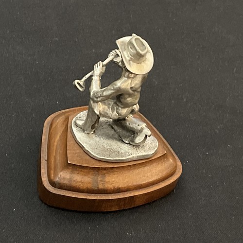 Vtg SP Pewter Man Figurine Sculpture Signed B.Kay On Wooden Stand | eBay