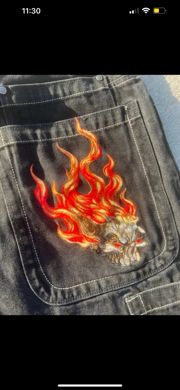 Vintage JNCO Jeans Baggy Wide Leg 30x30 Flaming Skull… - Gem