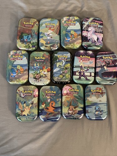 Pokemon TCG Empty Mini Tin Lot Various Sets Comes With Art Card Inside ...
