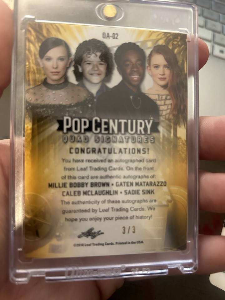 Leaf Pop Century Quad Signatures 3/3 2018 Stranger Things Autograph ...