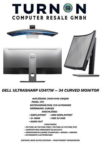 Dell UltraSharp U3417W 34 inch Curved Monitor | eBay