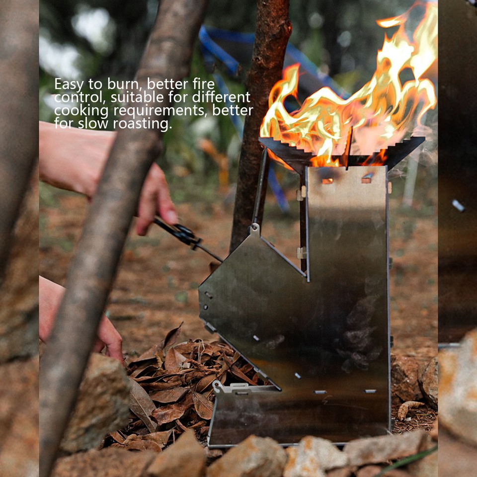 Camping Backpacking Stove Rocket Stove Stainless Steel Detachable Wood ...