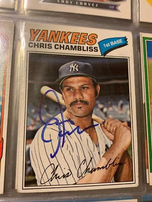 CHRIS CHAMBLISS AUTOGRAPHED SIGNED 1977 TOPPS CARD NEW YORK YANKEES COA ...