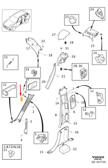 VOLVO XC60 MK2 FRONT UPPER RIGHT A PILLAR TRIM 31479005 GENUINE for ...