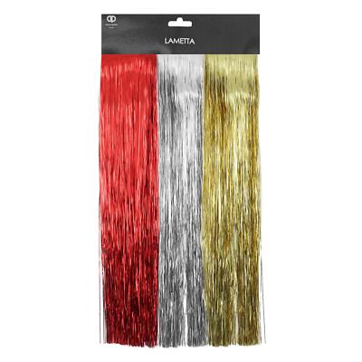 Triple Pack Christmas Decorative Lametta Tinsel Strands Red, Gold and ...