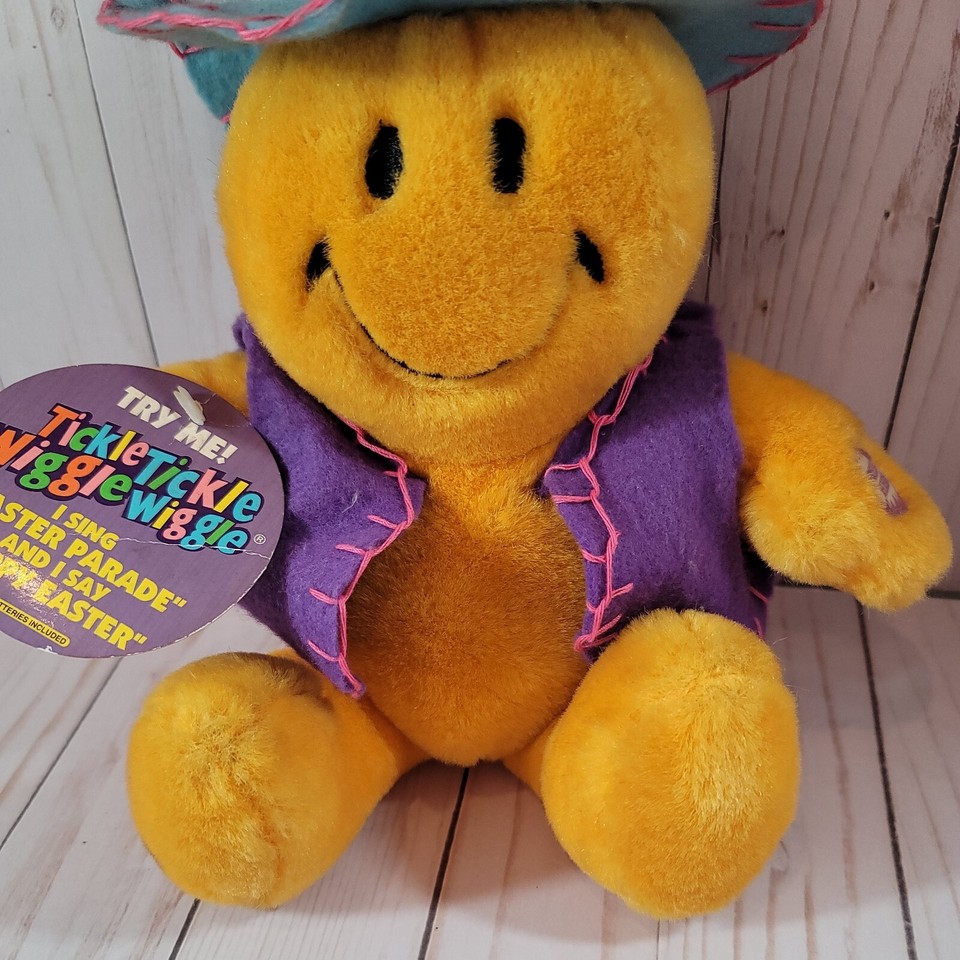 Tickle Tickle Wiggle Wiggle Giggle Yellow Easter Bunny Plush Sings ...
