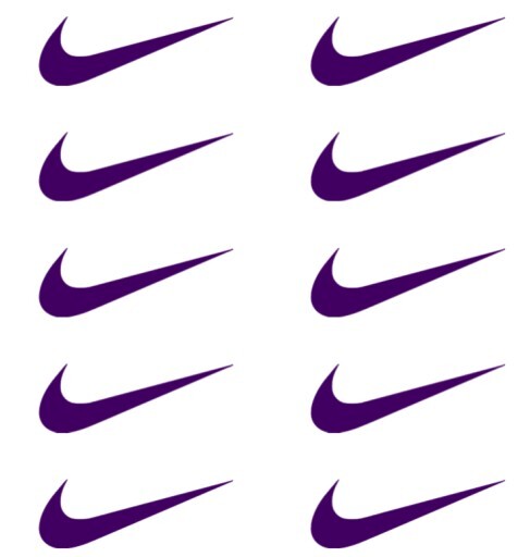 Set of 10 Nike swoosh vinyl decal sticker party decal color size choice ...