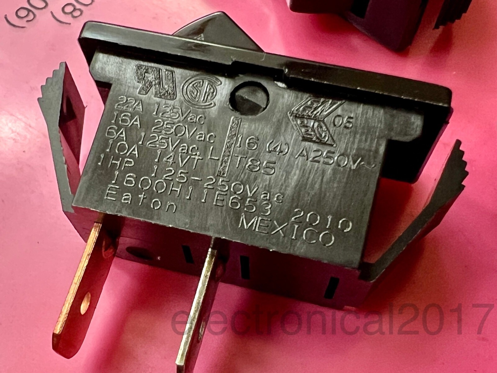 2pcs High Inrush ON-OFF Rocker Switch, SPST, 22A/16A, 125/250VAC, 1HP ...