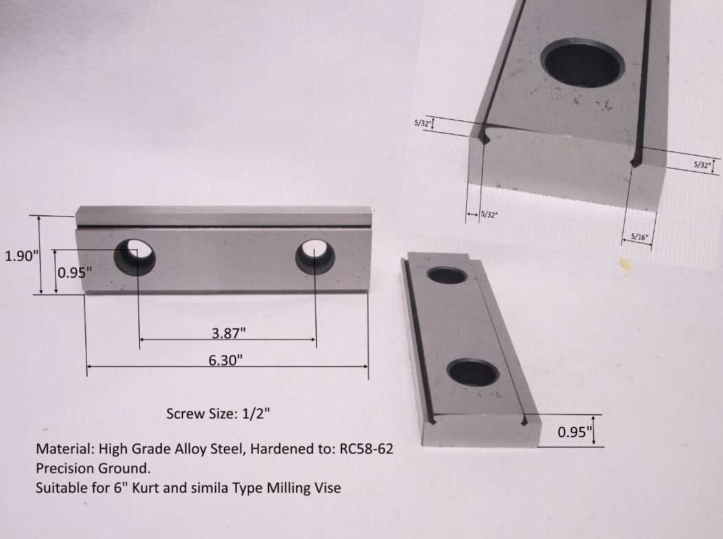 6" x 2" Double Step Milling Vise Jaw for 6" Kurt or Similar Milling ...