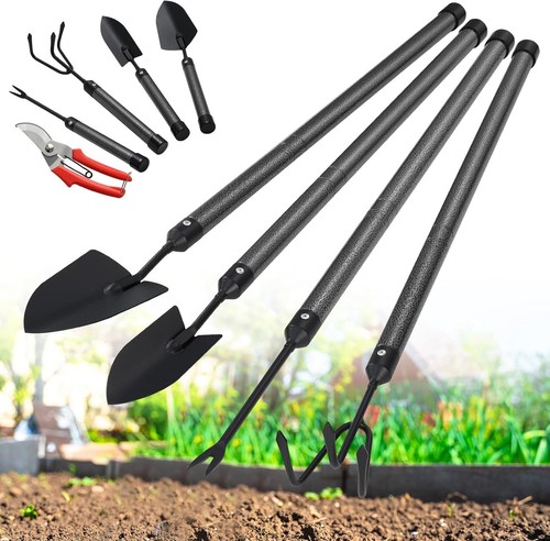 Garden Tool Set with Extended Long Handle, 5 Pieces Stainless Steel ...