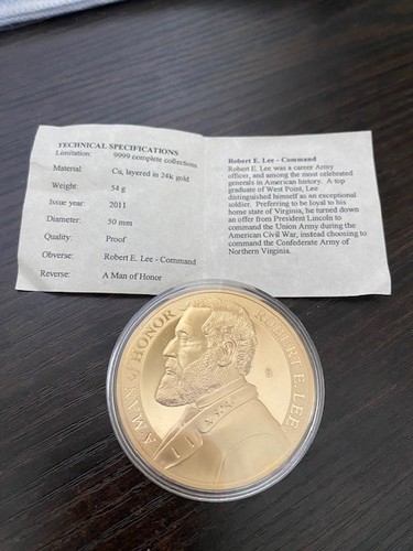 American Mint A Man Of Honor Robert E. Lee Coin Layered 24k Gold 54g ...