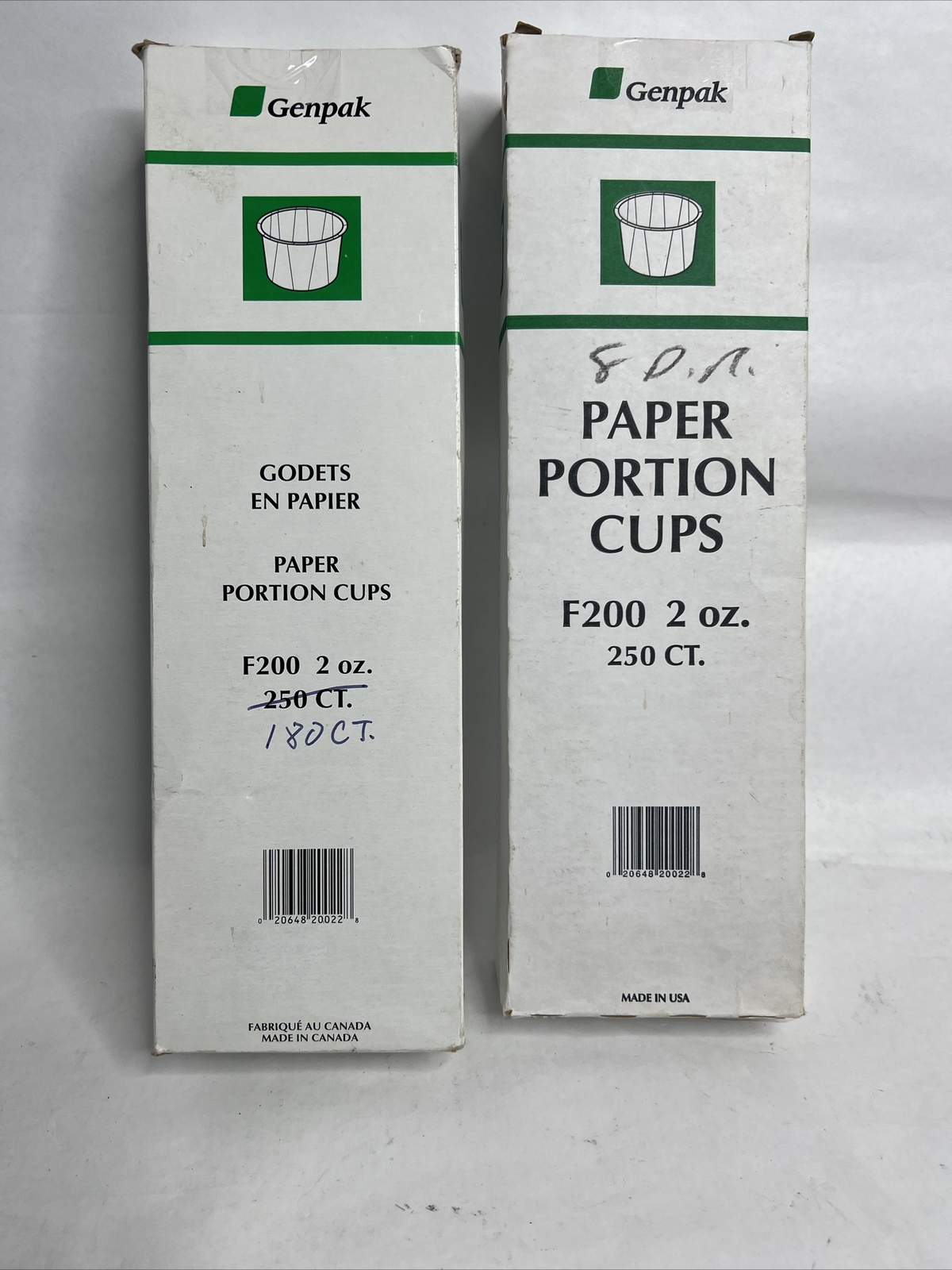 Set of 2 Boxes Genpak F100 White Paper Portion Cups (2oz 250-Ct & 180 ...