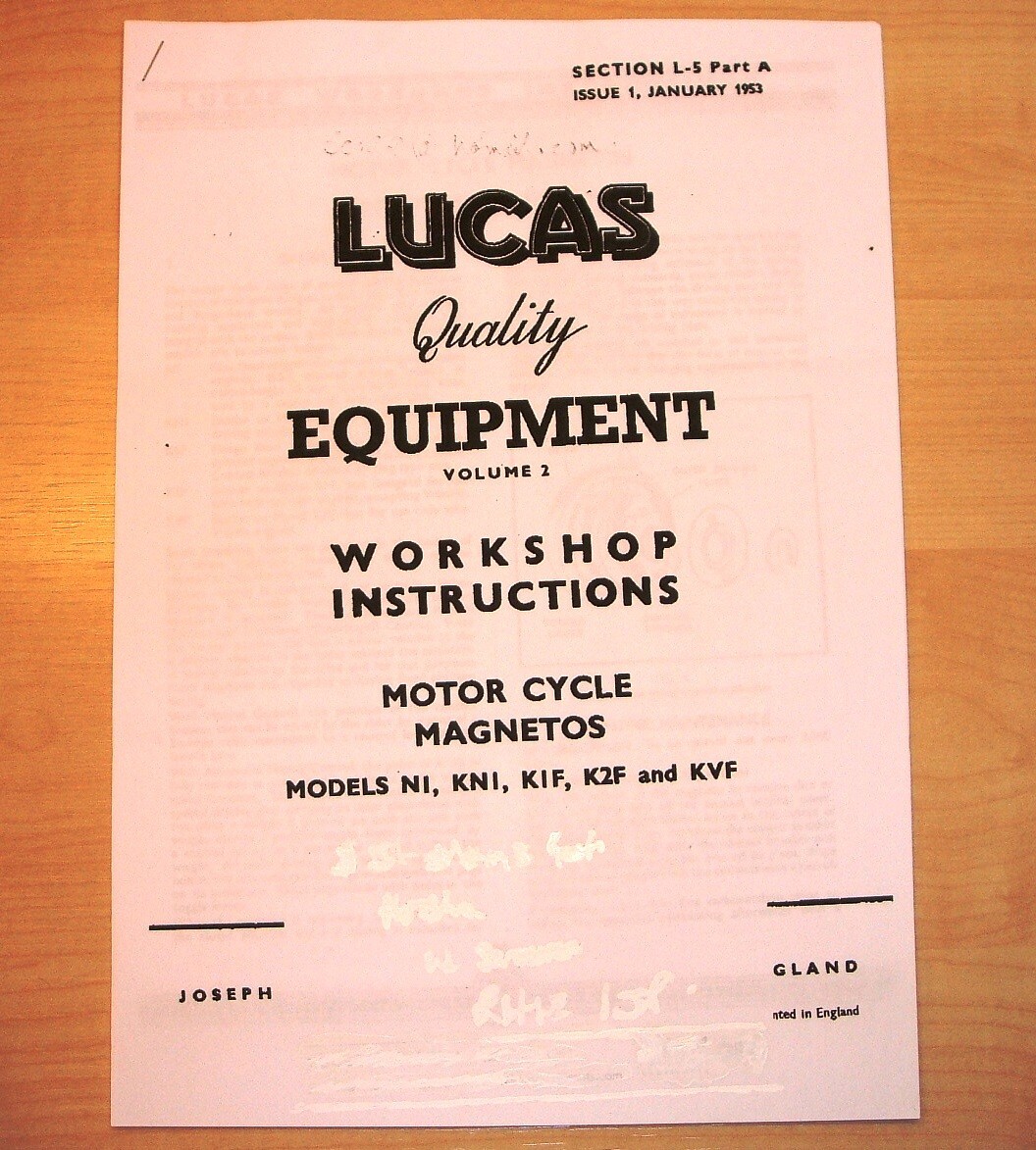 VINTAGE LUCAS MOTORCYCLE MAGNETO WORKSHOP INSTRUCTIONS | eBay UK