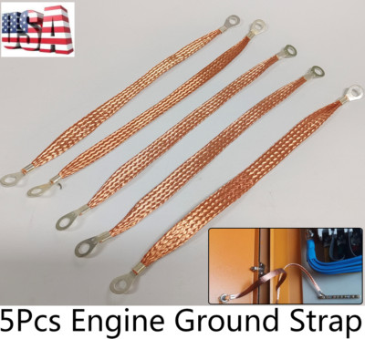 5Pcs 11.4" Braided Engine Ground Straps Copper Automotive Firewall Hood ...