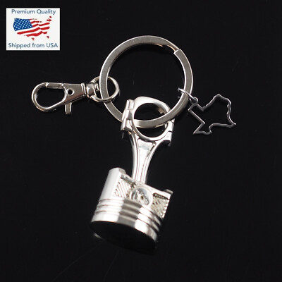 Piston Keychain Clip Connecting Rod Key Ring Texas Shape Outline Charm ...