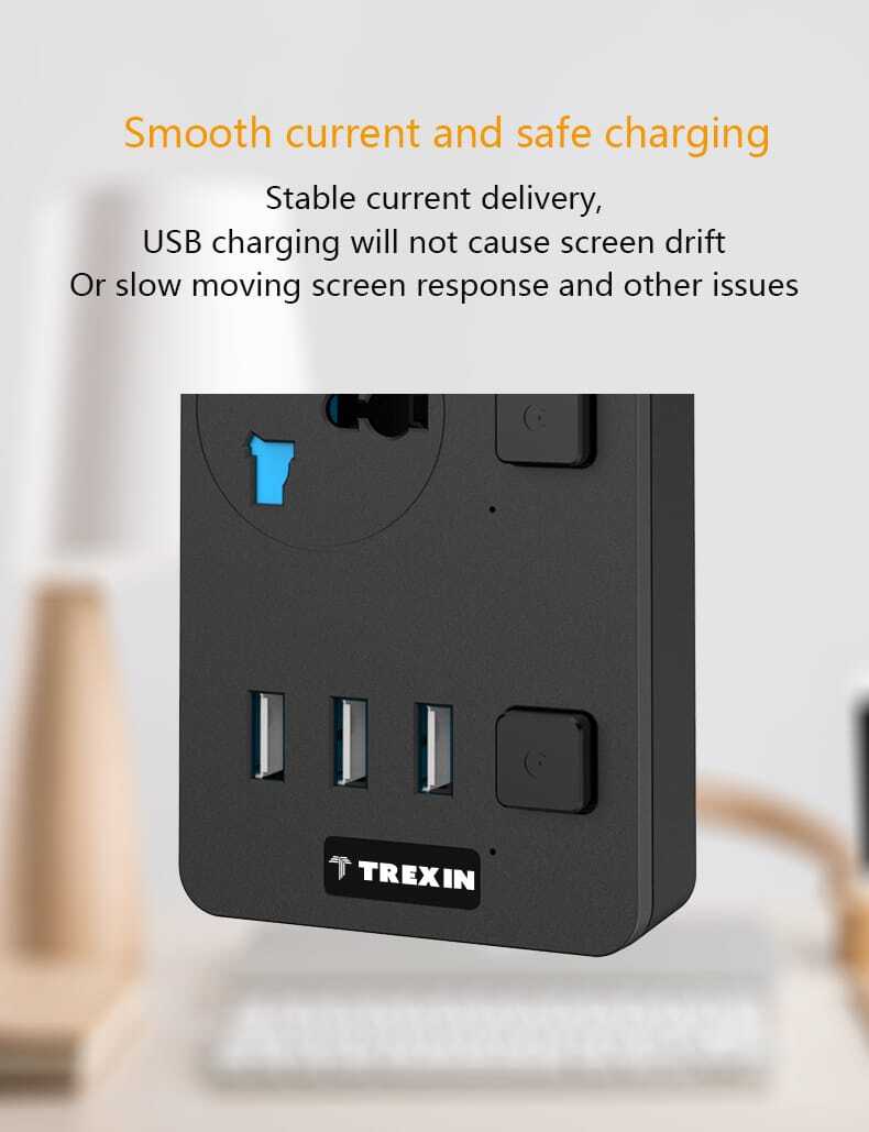 2M / 5M Socket Power With USB 3 Plug 3 Gang USB Port Switch Extension ...