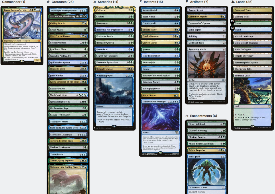 Koma, Cosmos Serpent RAMP and GIANT CREATURES Magic MTG Custom ...