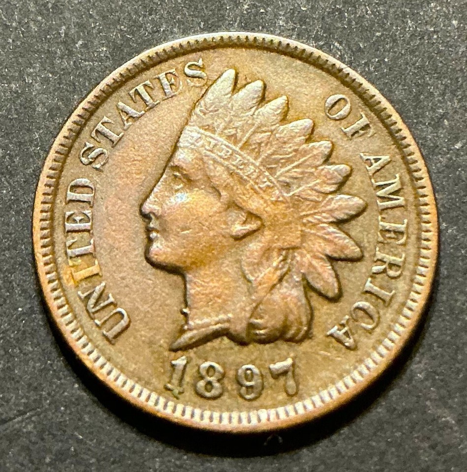 1897 Indian Head Cent HIGH GRADE AU Rare S-1 Snow 1 Error Variety 1-in ...