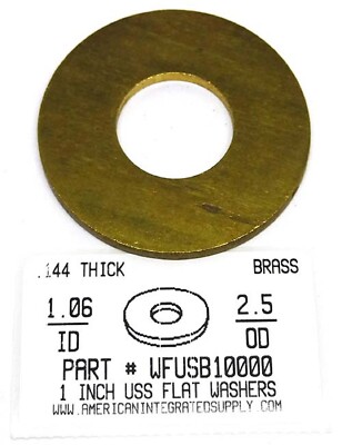 1 INCH FLAT WASHER SOLID BRASS 1.062"IDX2.50"ODX.144"TH+/- (1) | eBay