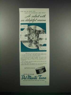 1938 Del Monte Tuna Ad - Salad Six Delightful Versions | eBay