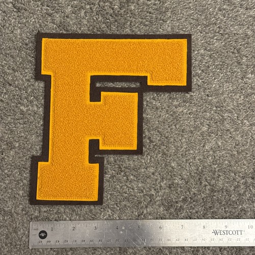 Vintage Fargo Varsity Letter Jacket Patch F Maroon & Yellow Gold 7" | eBay