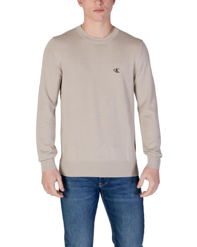 Calvin Klein Jeans Crew Neck Sweater Knitwear Men Beige Sweaters ...