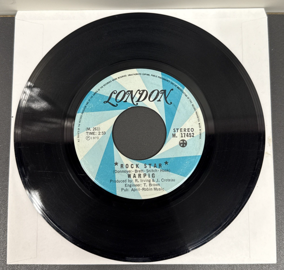 Warpig ‎– Rock Star - London Records ‎– M. 17452 Vinyl, 7", 45 RPM ...
