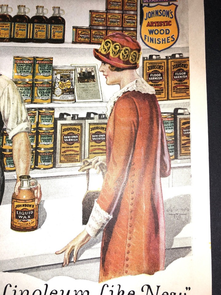 Johnson’s Wax 1925 Ad Pretty Flapper Girl Country Store Display Super ...