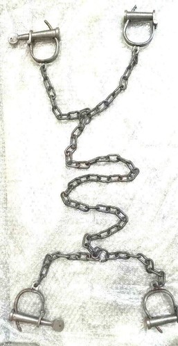 Handcuff Iron Long chain Rare Adjustable Lock Handcuffs & Leg With Key ...