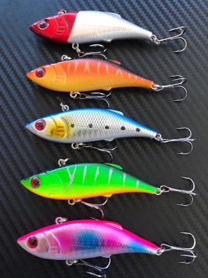 Vibe Fishing Lures 75mm Blade Hard Transam Lures Jigs Jew Snapper Stick ...