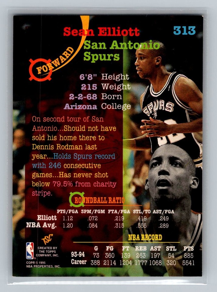 1994 Stadium Club Sean Elliott #313 Basketball San Antonio Spurs | eBay