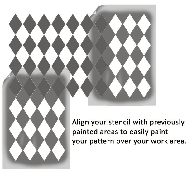 Harlequin Diamond Pattern STENCIL Home Wall Decorating Craft Ideal ...