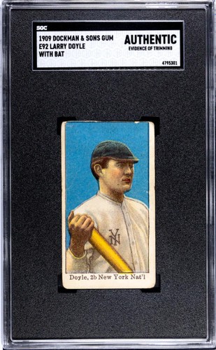 1909 E92 LARRY DOYLE POOR DOCKMAN & SONS GUM W/ BAT SGC A NEW YORK ...
