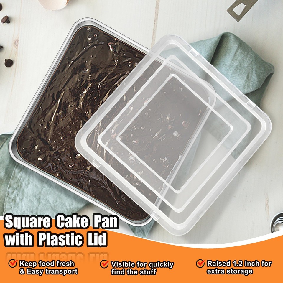 6 Inch Square Cake Pan with Lid Stainless Steel Square Baking Lasagna ...