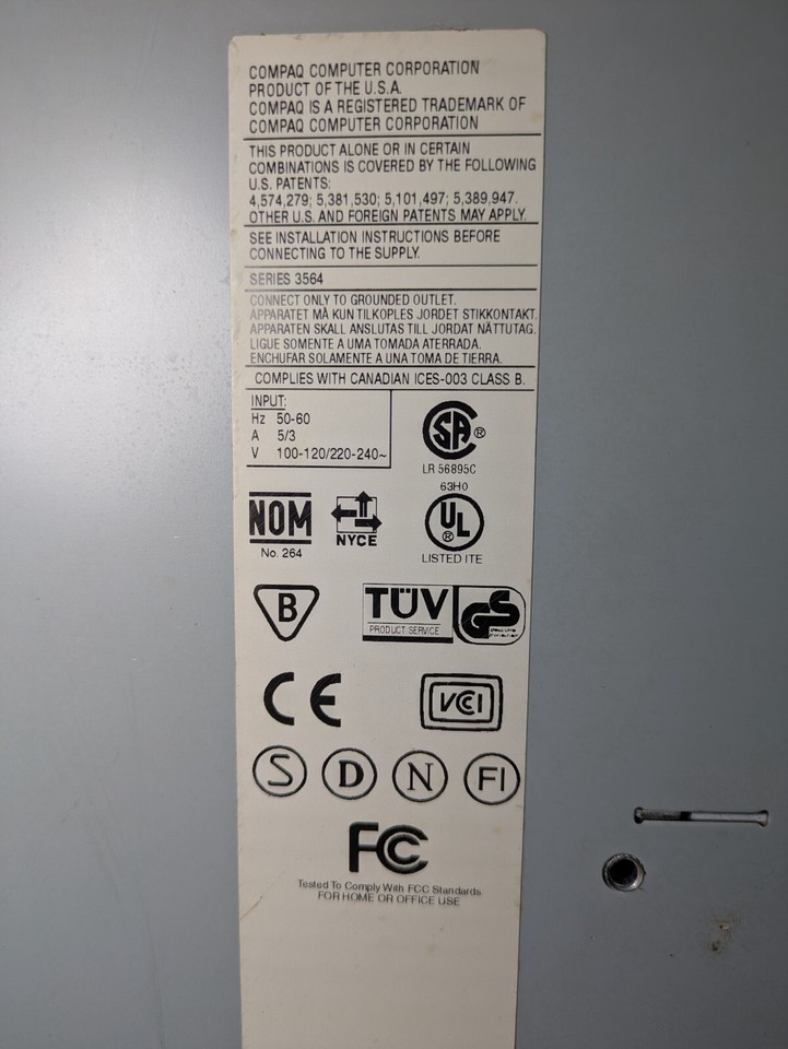 COMPAQ Deskpro 3564 Vintage PC TOWER WINDOWS 98 COMPUTER PENTIUM 32MB ...