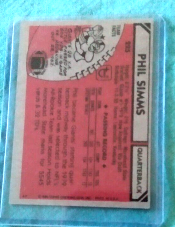 PHIL SIMMS ROOKIE CARD 1980 TOPPS # 225 NM-MT | eBay