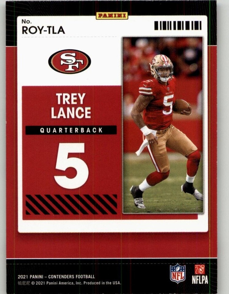 2021 Contenders Trey Lance Rookie of the Year #ROY-TLA San Francisco ...